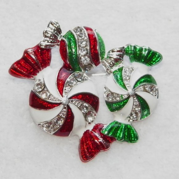 Amanda Lee Jewelry | Jewelry | Silver Peppermint Christmas Candy Pin ...
